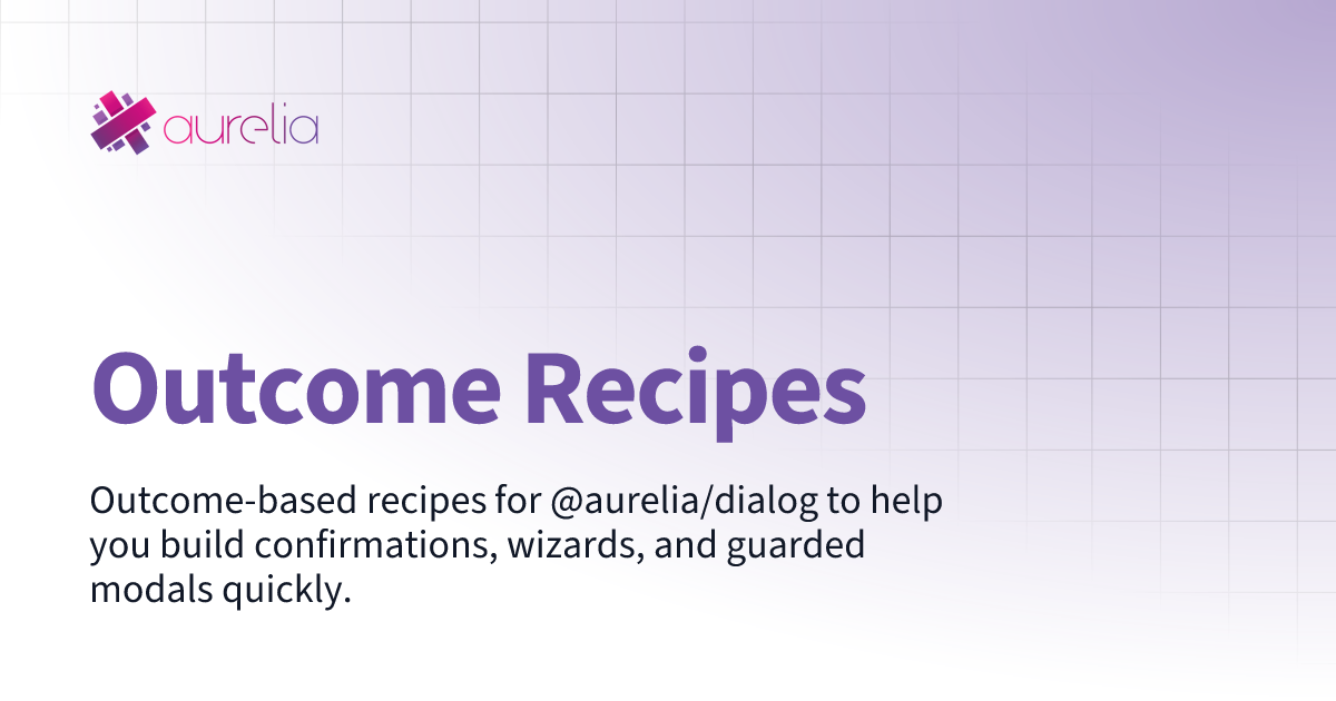 Outcome Recipes | The Aurelia 2 Docs