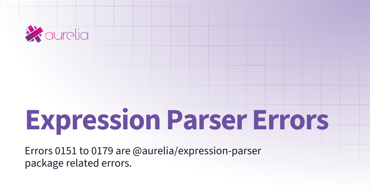 Expression Parser Errors | The Aurelia 2 Docs